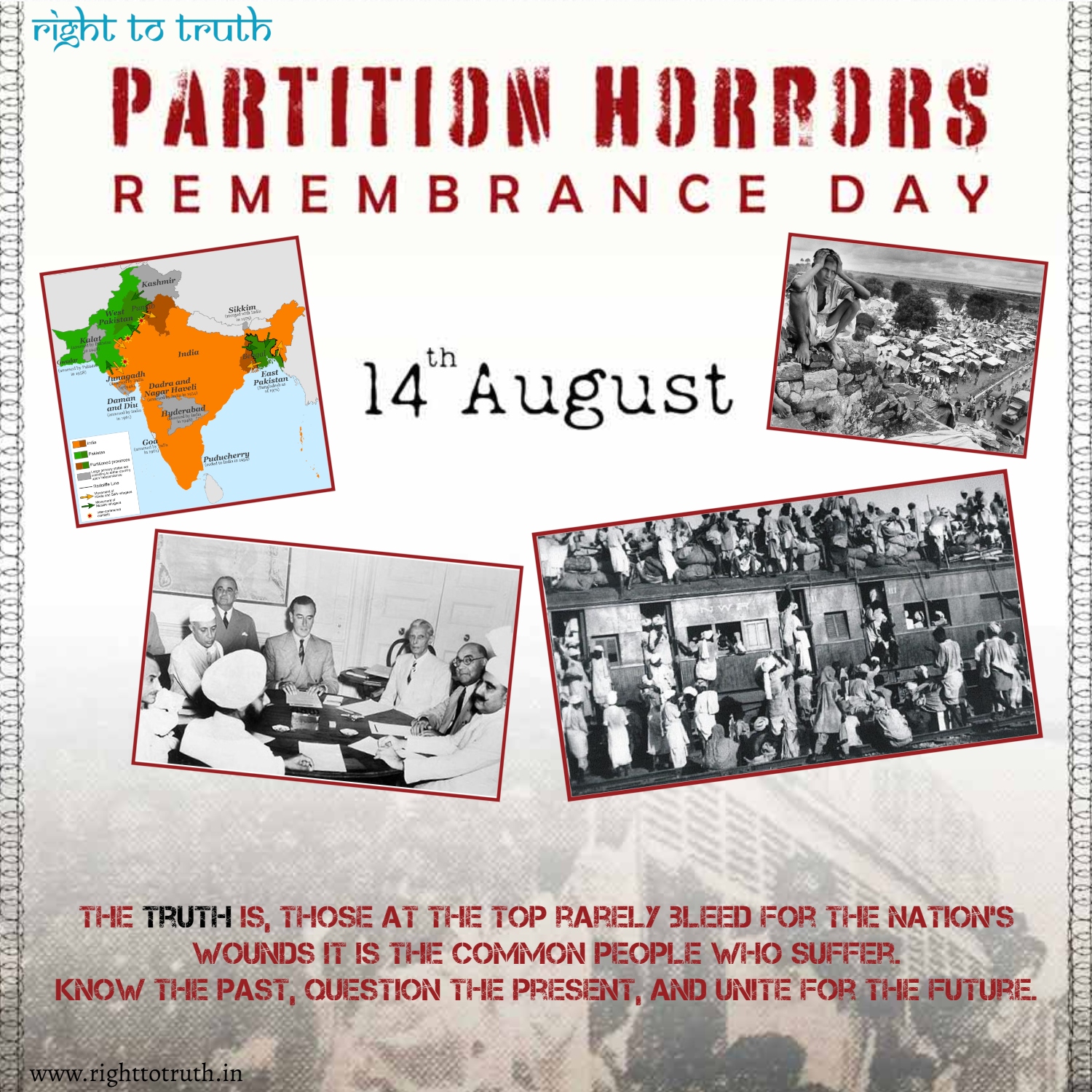 Partition Horrors Remembrance Day: Remembering the Truth, Uniting for ...